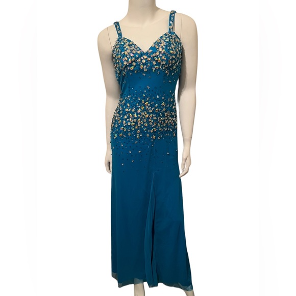 Sean Collection | Dresses | Sean Collection Blue Bejeweled Maxi Prom ...